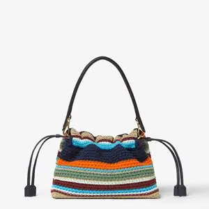 Fendi Baguette® Soft Medium Multicolor Raffia-effect Material And Cotton Crochet Bag